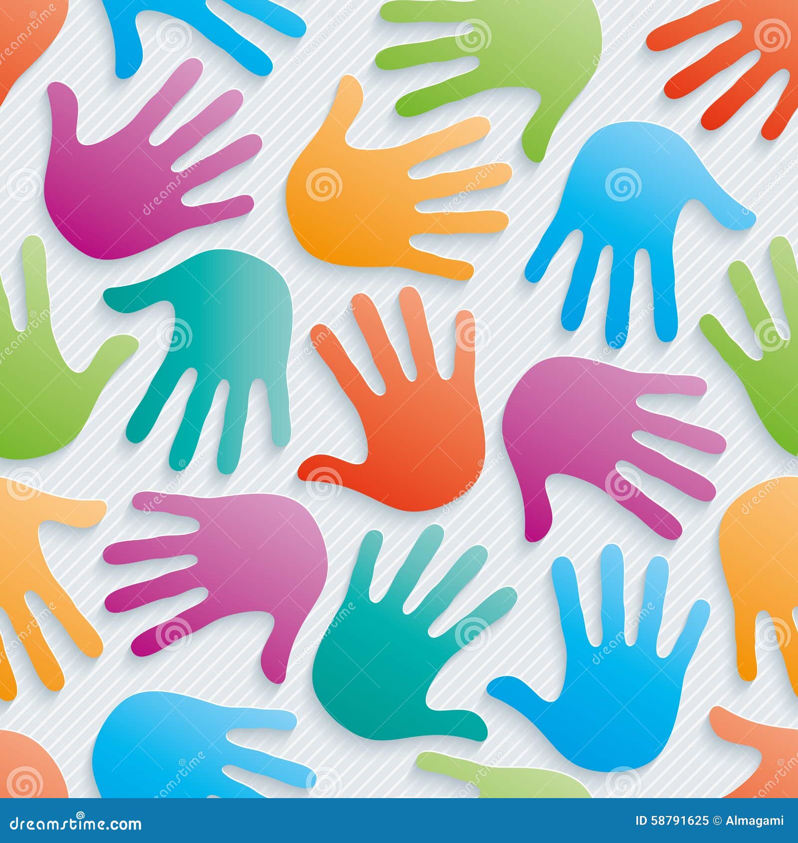 Multicolor Handprints 3d Seamless Wallpaper. Stock Vector ...