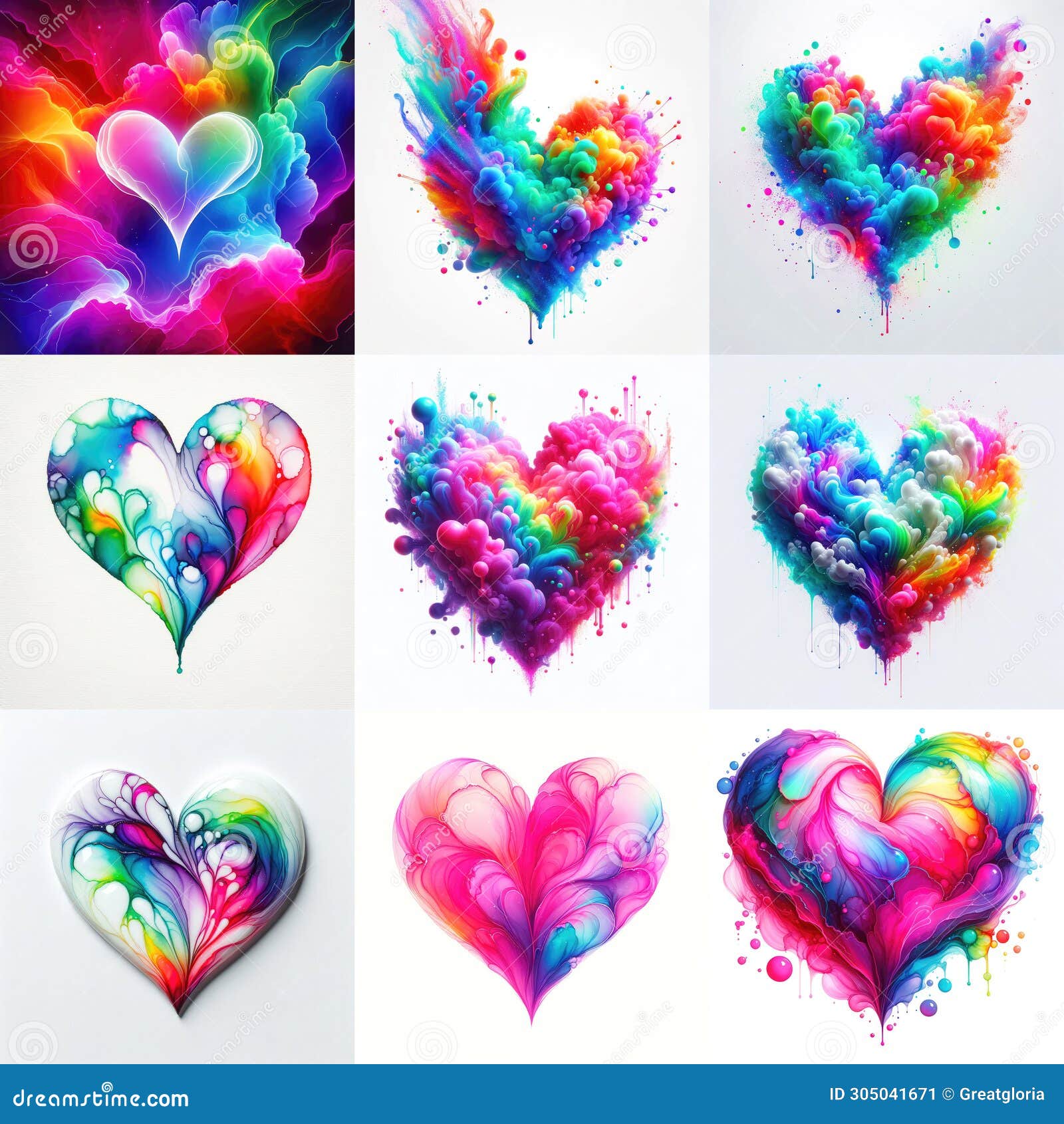 Multicolor A Heart Shape Exploding With Vibrant Rainbow Colors Royalty ...