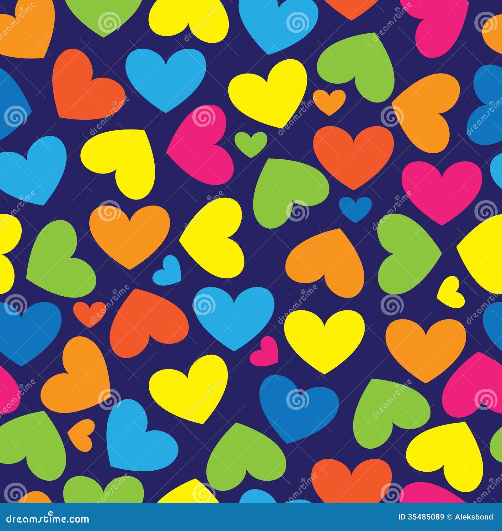 Multicolor Hearts of Seamless Pattern Stock Vector - Illustration of ...