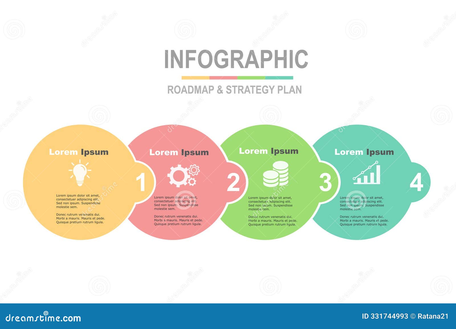 Multicolor Infographic Element Template, Business Concept with , 4 ...