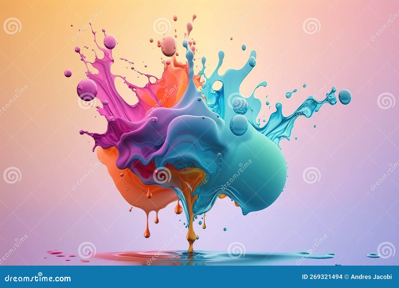 Multicolor Ink Drops Splash, Abstract Background Stock Illustration ...
