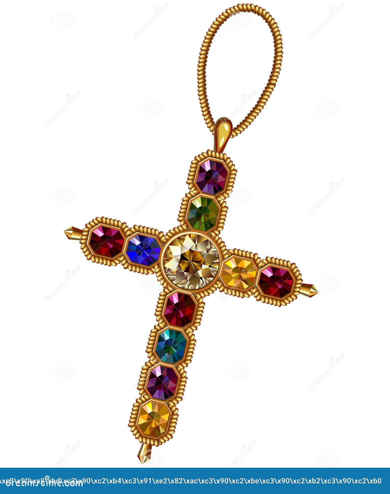 Multicolor Jewelry Cross Vector Clip Art Antique Stock Vector ...