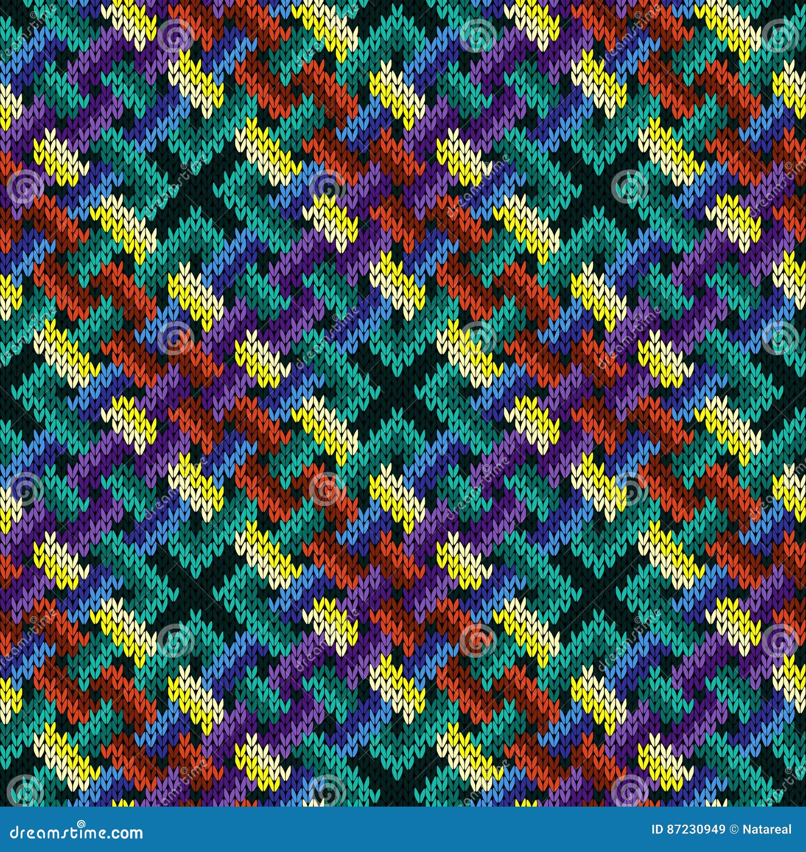 Multicolor Knitting Seamless Pattern Stock Vector - Illustration of ...