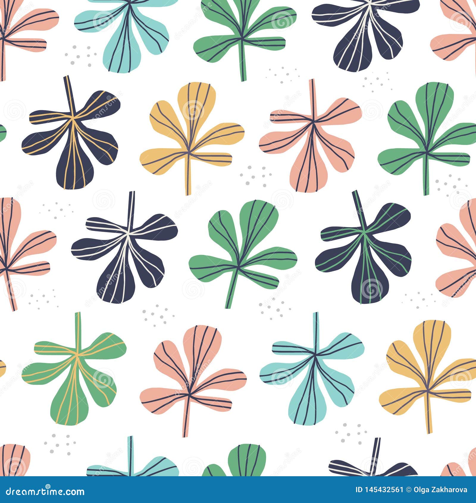 Multicolor Leaves Vector Seamless Pattern Stock Vector - Illustration ...