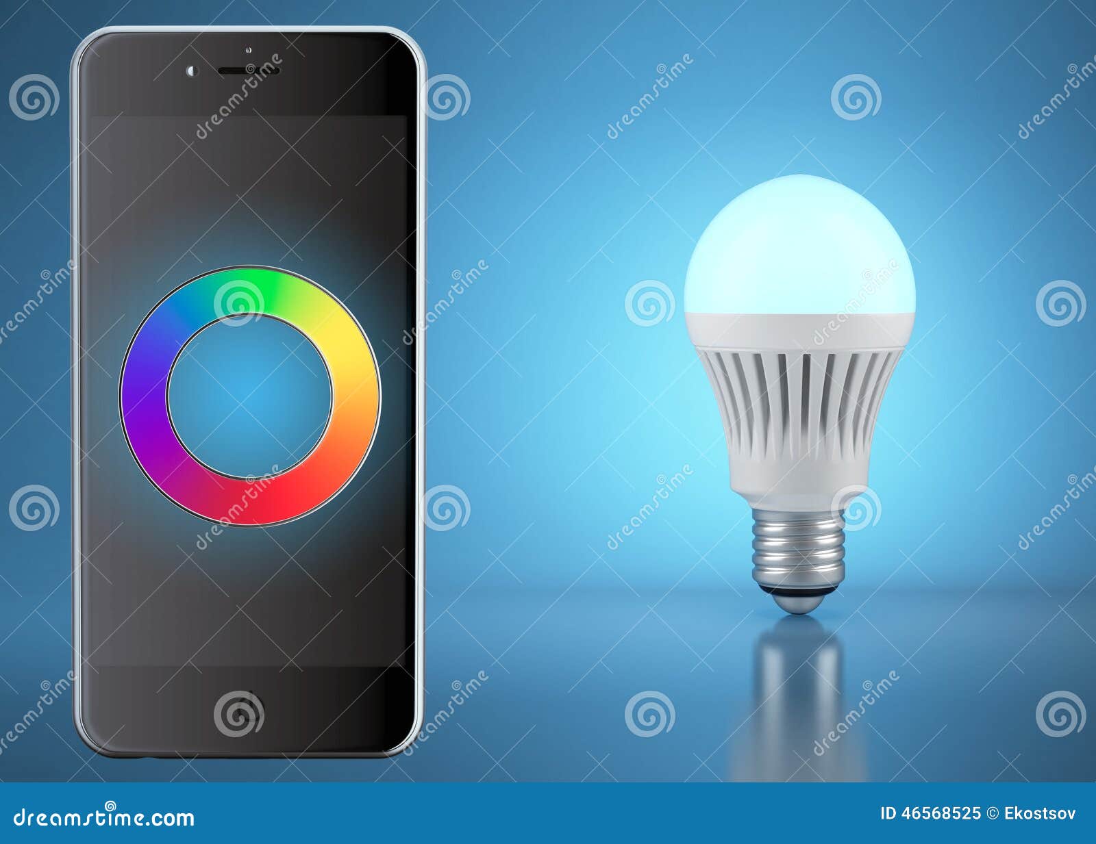 Multicolor LED Bulb with Remote Control by Phone Stock Illustration ...
