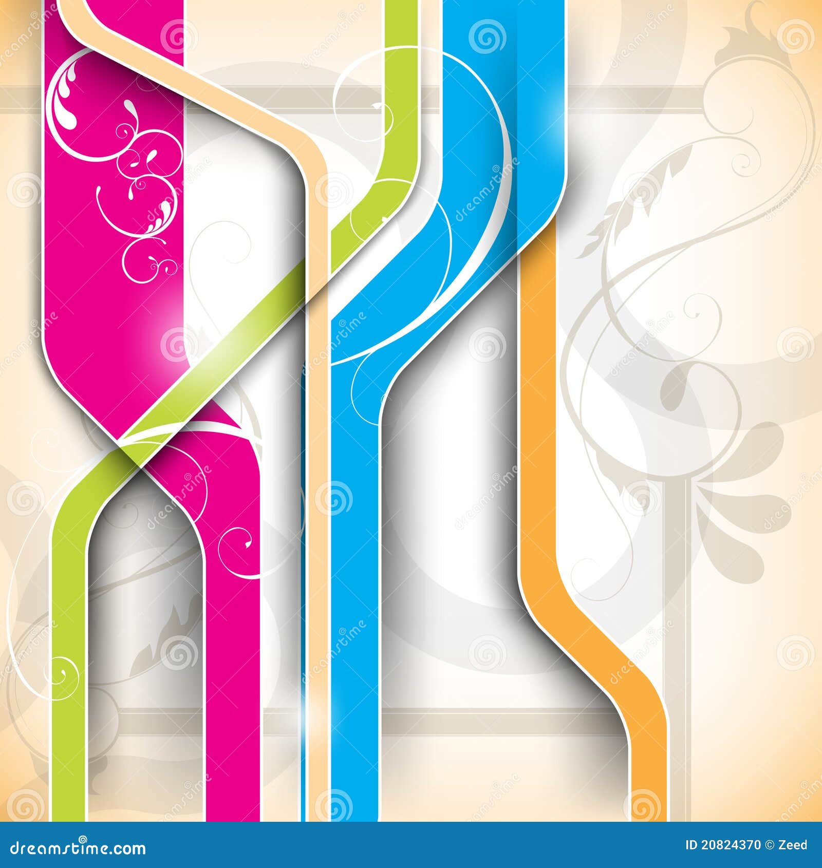 Multicolor Lines with Floral Design Background Stock Vector ...