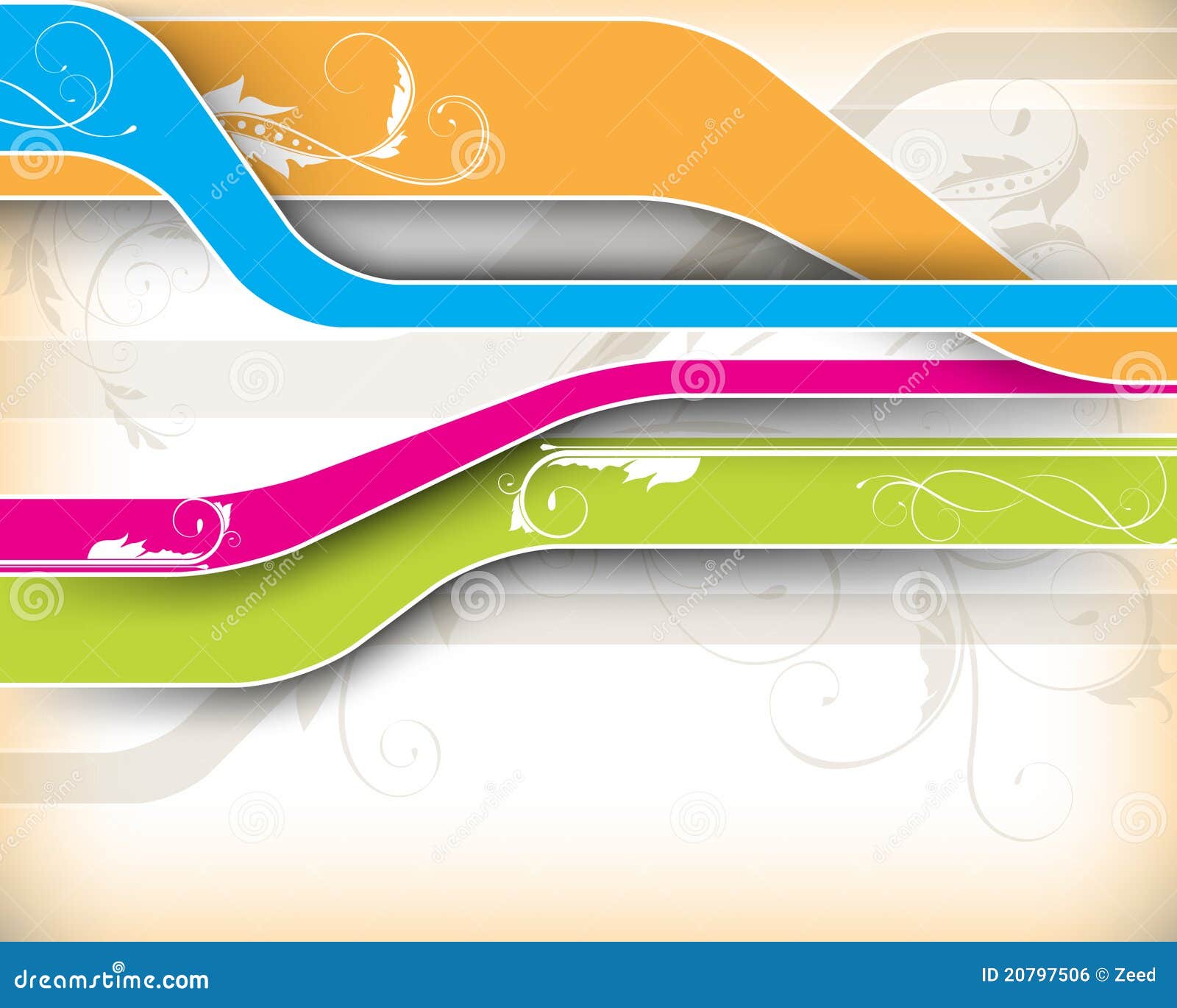 Multicolor Lines with Foliage Elements Background Stock Vector ...