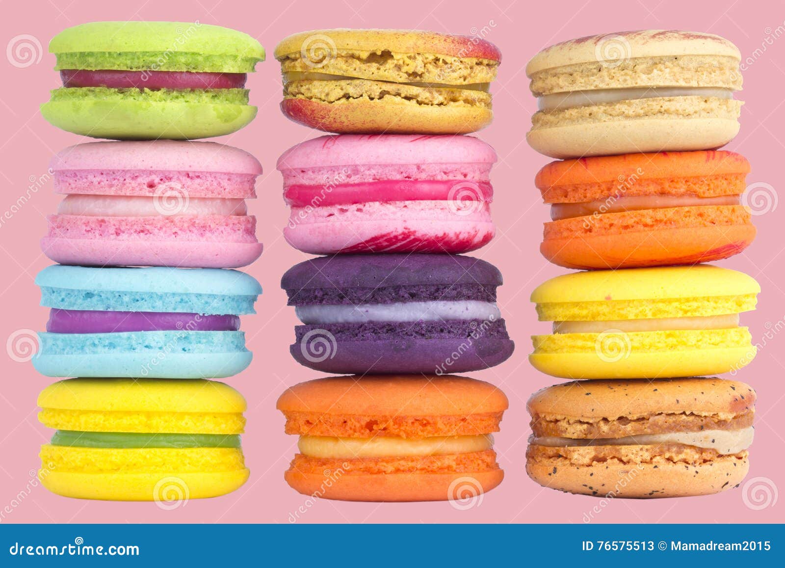 Multicolor Macaron on Pastel Pink Color Background Stock Image - Image ...