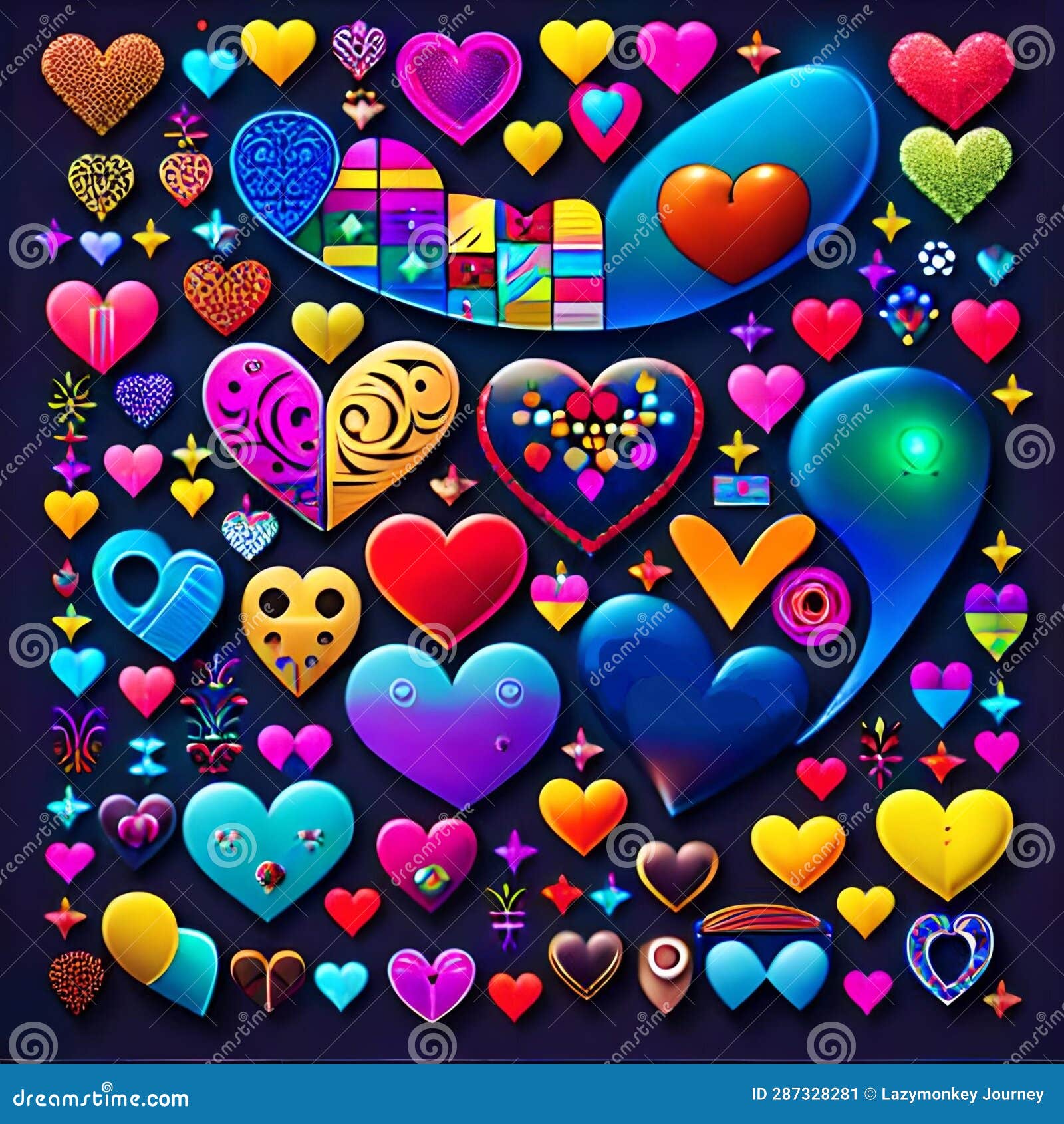 Multicolor of Many Love Icons Doodle Stock Illustration - Illustration ...