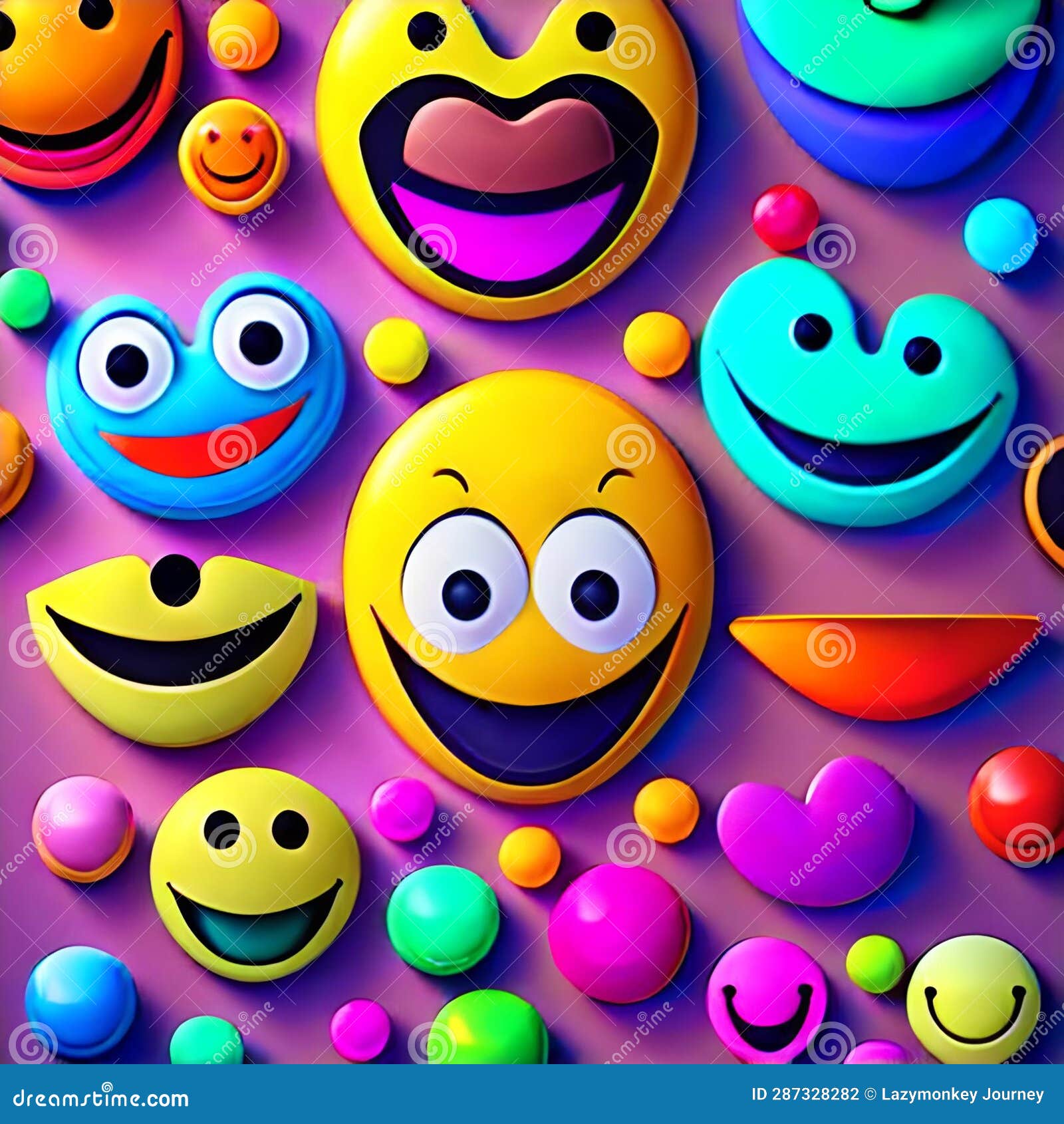 Multicolor of Many Smiley Icon Cartoon Doodles Stock Illustration ...