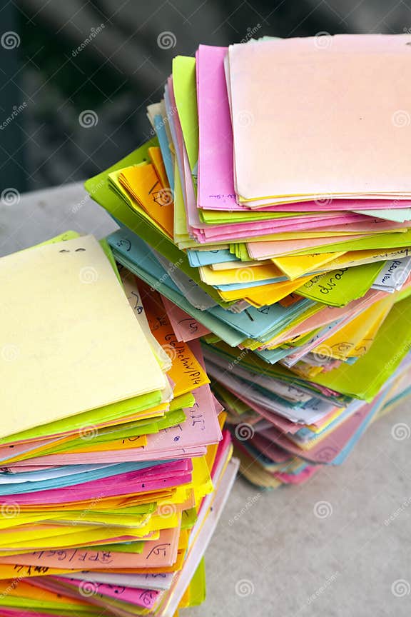 Multicolor Memo Notes with Tasks Stored Chaotically in 2 Stacks Stock ...