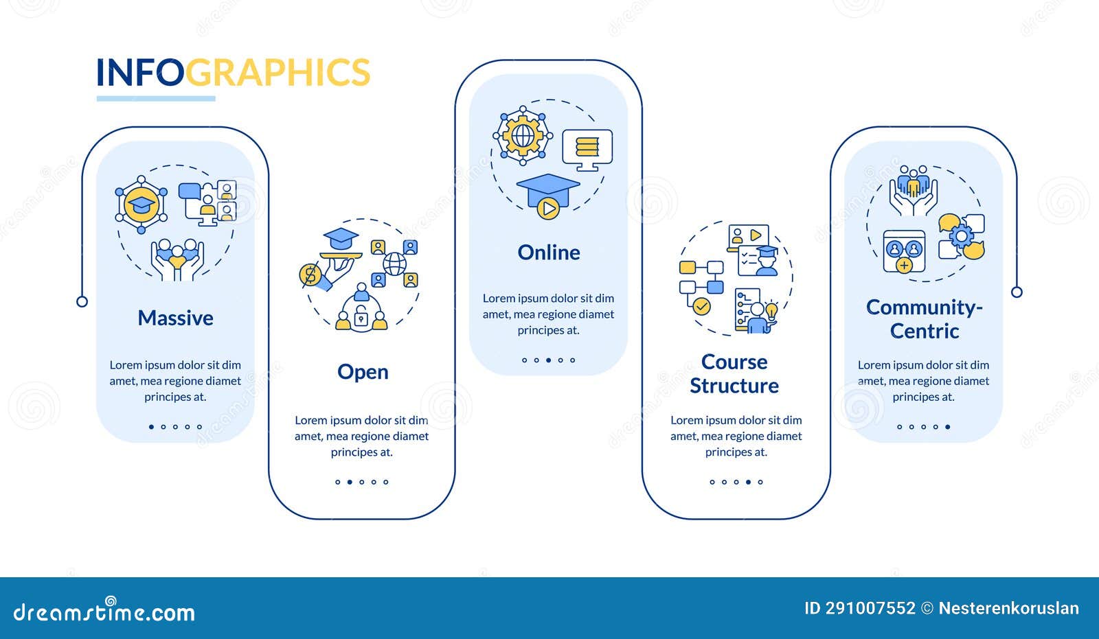Multicolor MOOC Layout with Linear Icons Stock Illustration ...