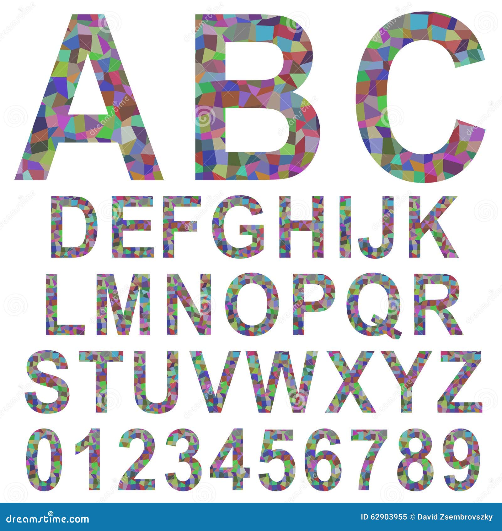 Multicolor mosaic font set stock vector. Illustration of font - 62903955