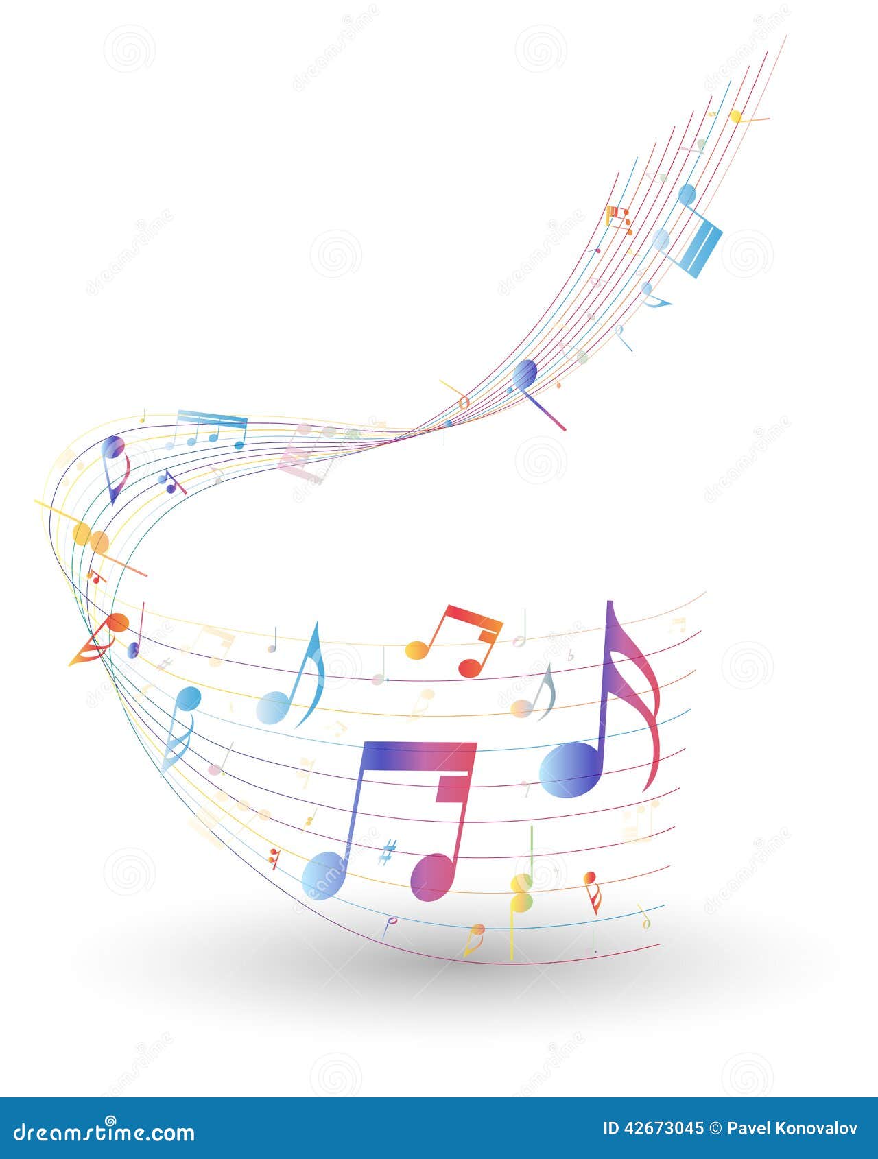 Multicolor Musical Note Staff Stock Illustration - Illustration of ...
