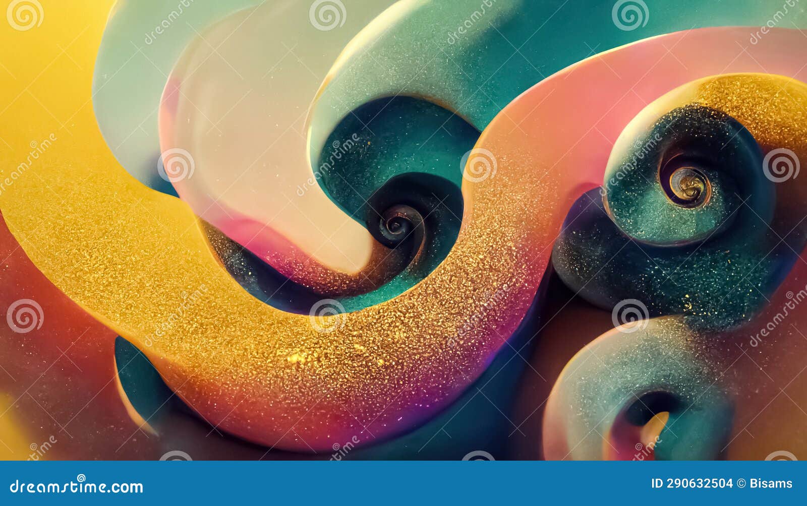 Multicolor Neon Gold Abstract Dynami Fluid Liquid Swirls Shape ...