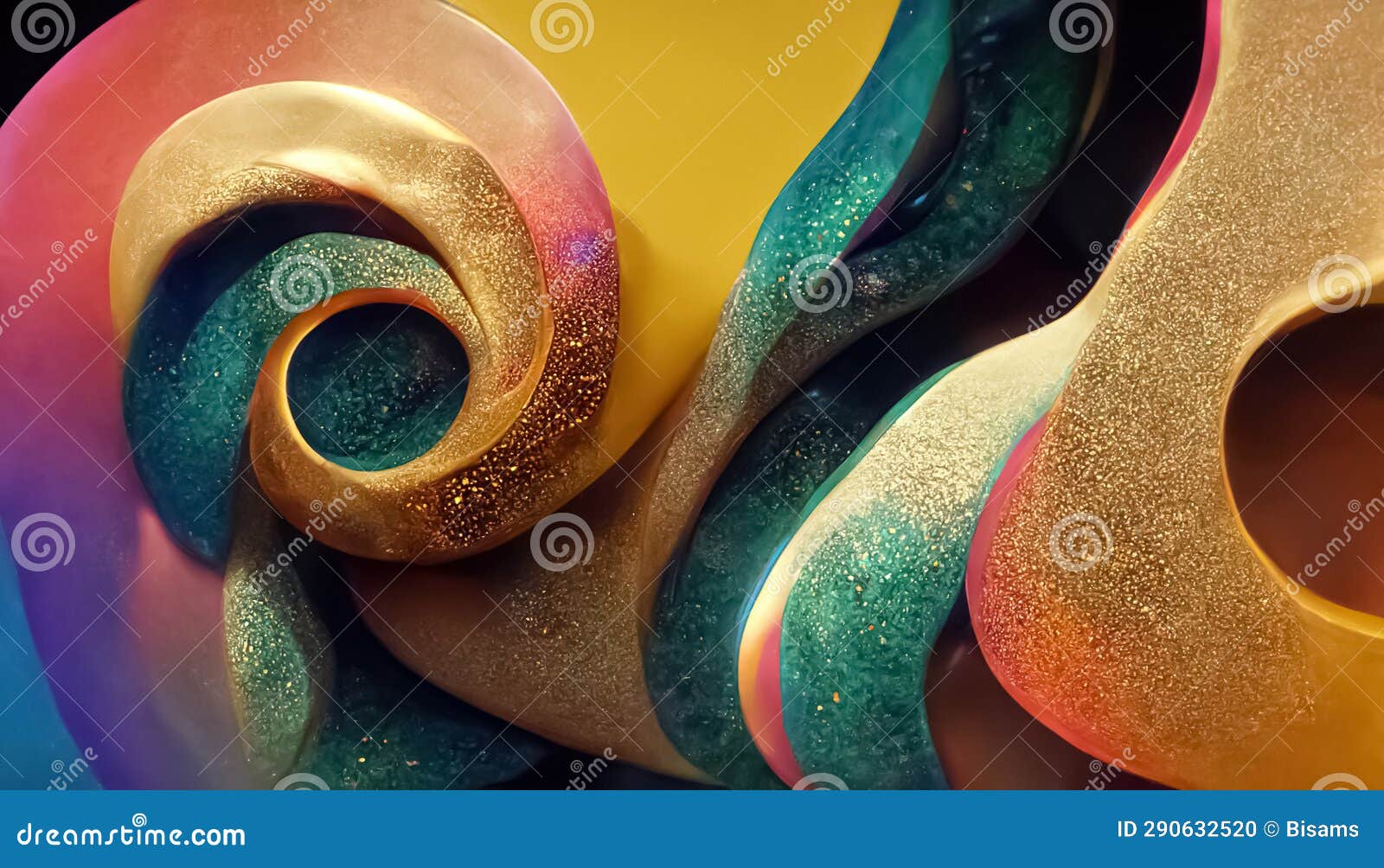 Multicolor Neon Gold Abstract Dynami Fluid Liquid Swirls Shape ...