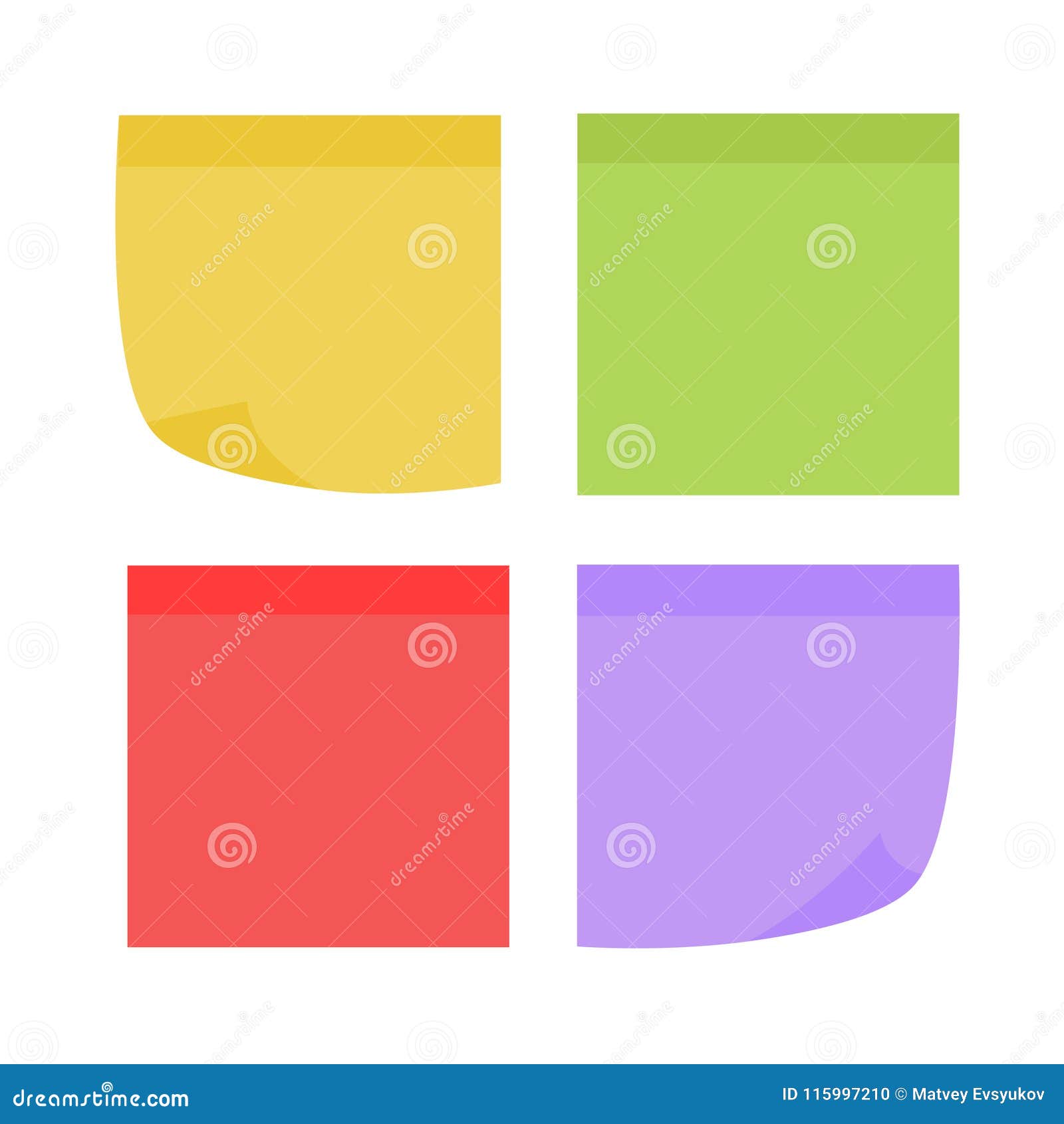 Multicolor Notes Post. Colored Sticky Note Set Stock Vector ...
