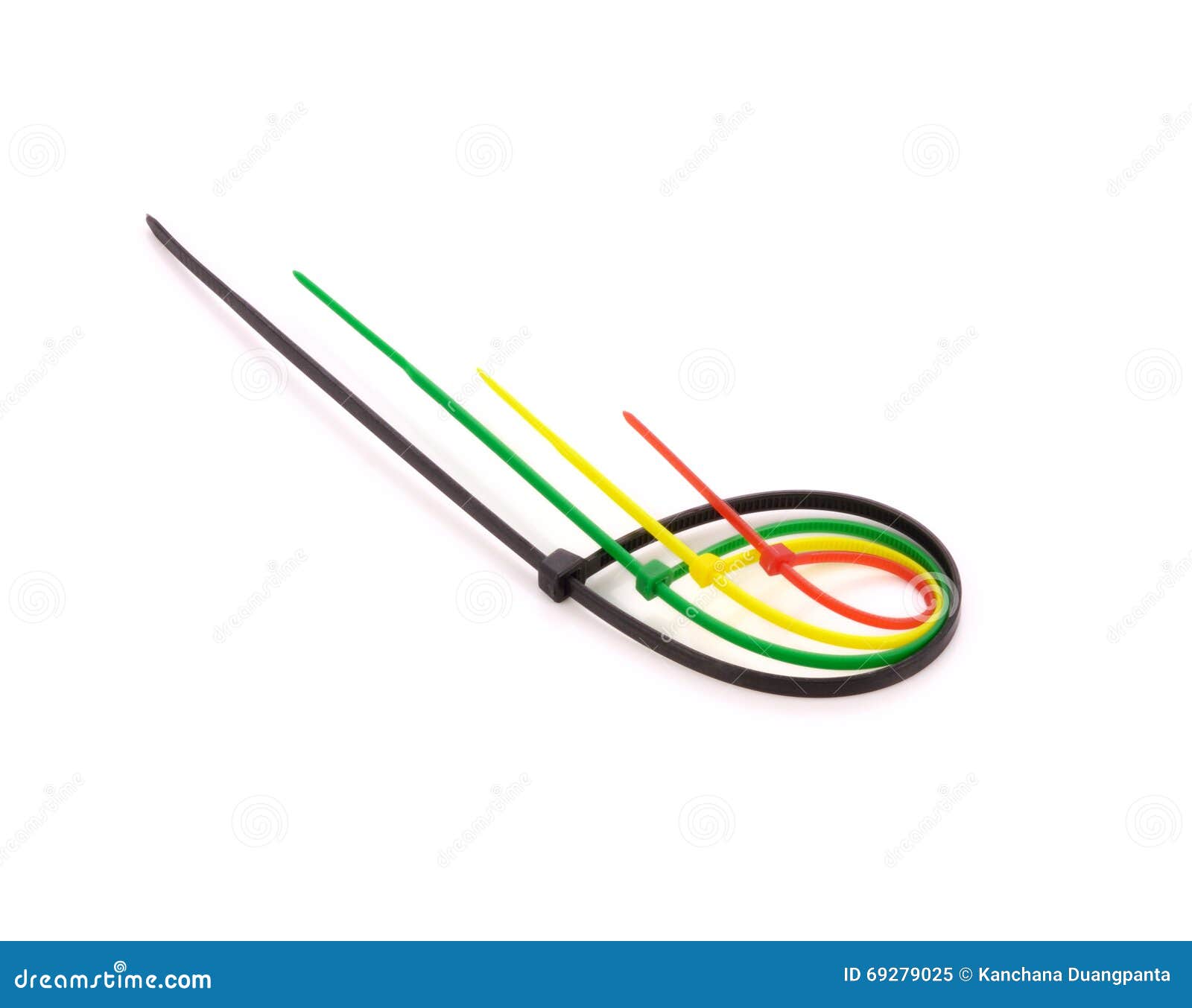 Multicolor Nylon Cable Ties on White Background Stock Image - Image of ...