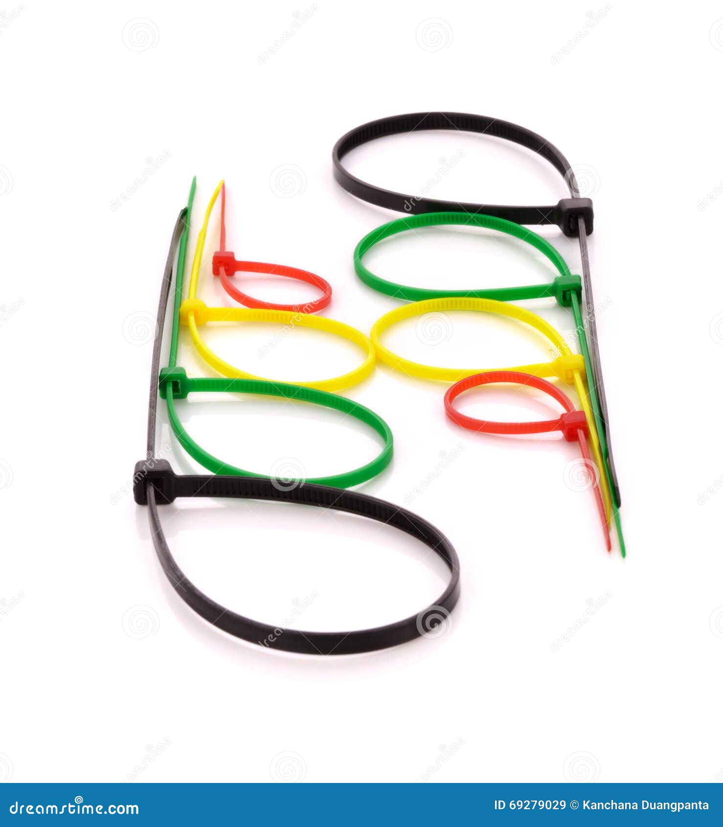 Multicolor Nylon Cable Ties on White Background Stock Image - Image of ...