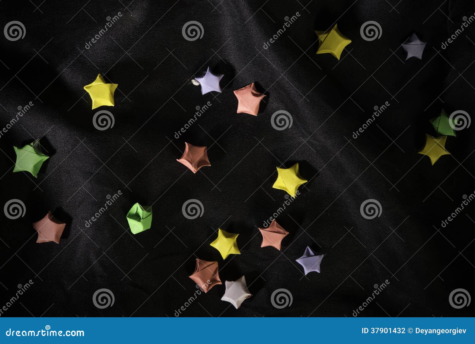 Multicolor Origami Stars on Back Satin Stock Photo - Image of ...