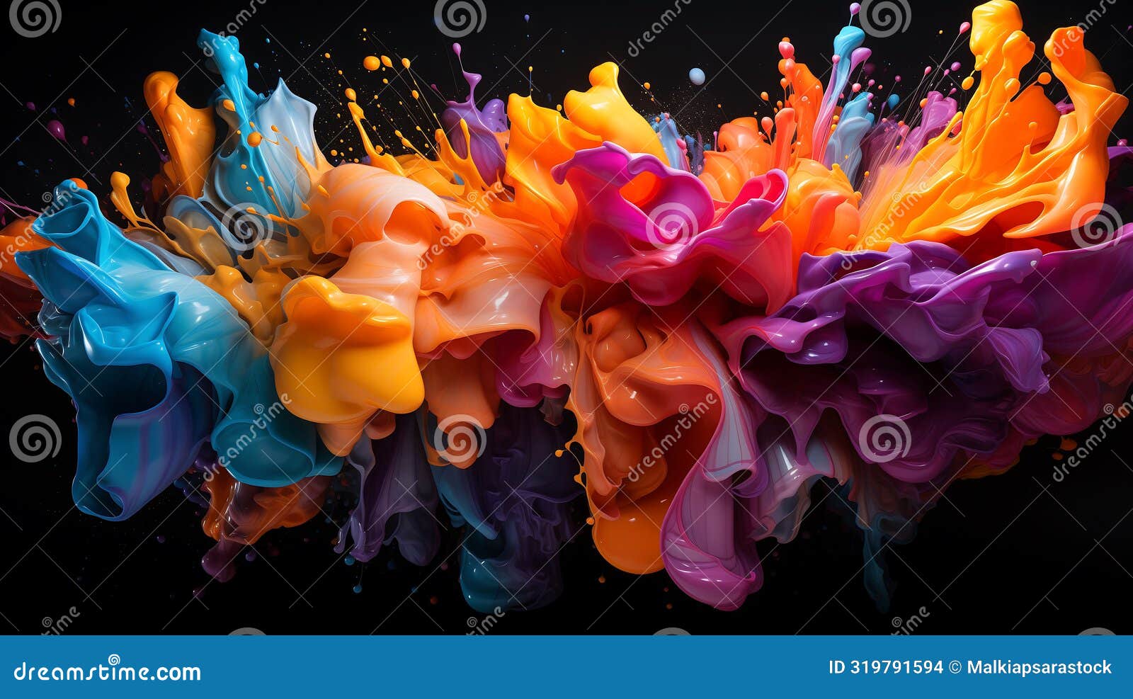 Multicolor Paint Splash on a Black Background Artistic Color Explosion ...