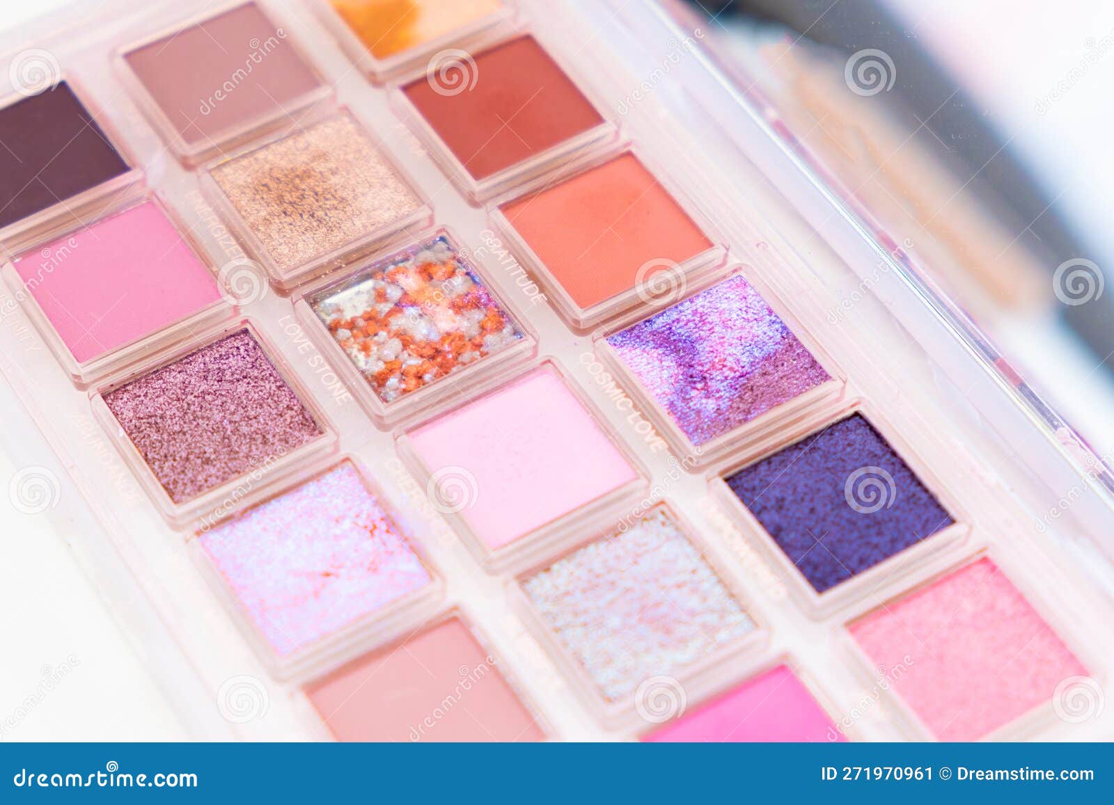 A Multicolor Palette of Trendy Pink Glitter Eye Shadows Stock Image ...