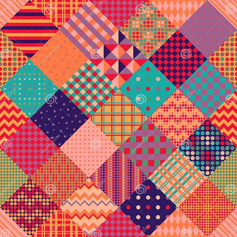 Multicolor Patchwork Pattern. Seamless Vector Design Stock Vector ...