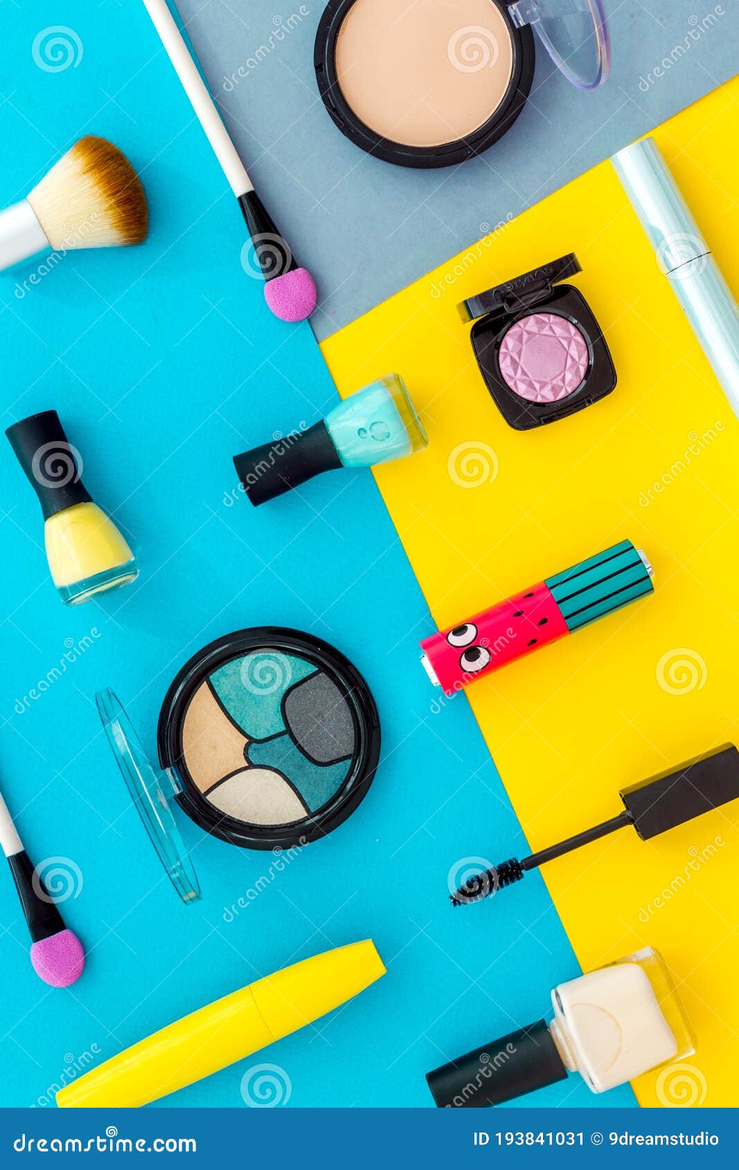 Multicolor Pattern of Makeup Products and Colorfull Cosmetics. Flat Lay ...