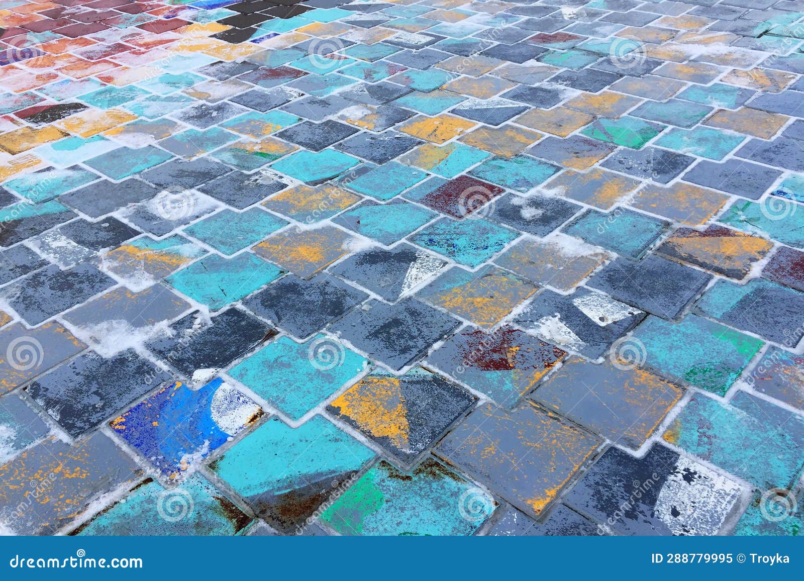 Multicolor Pavement Tiles in Perspective View Stock Image - Image of ...