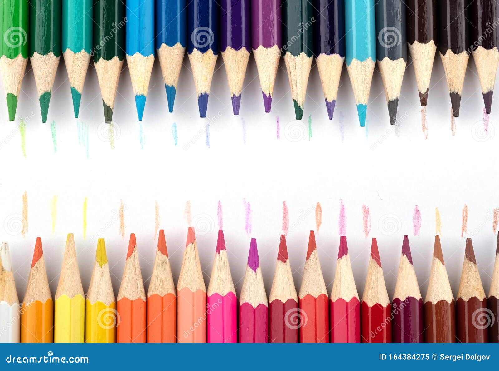 Multicolor Pencil Drawing Test on White Paper Stock Image - Image of ...
