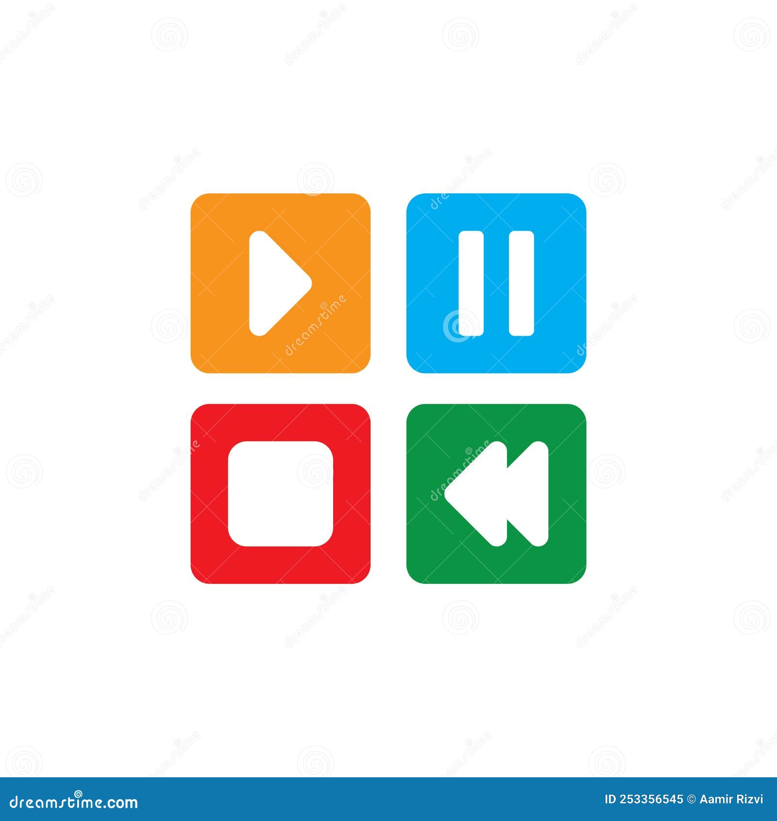 Multicolor Play Pause Stop Rewind Minimal Vector Media Logo Icon for ...
