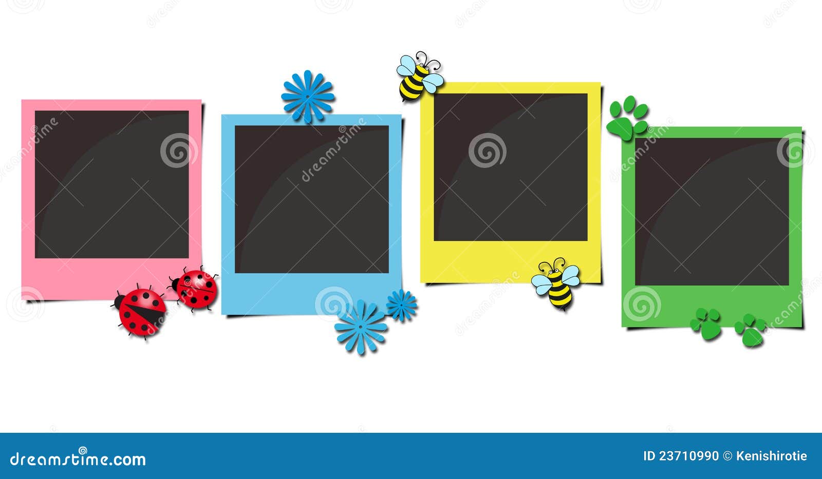 Multicolor Polaroid Photo Frames Stock Illustration - Illustration of ...