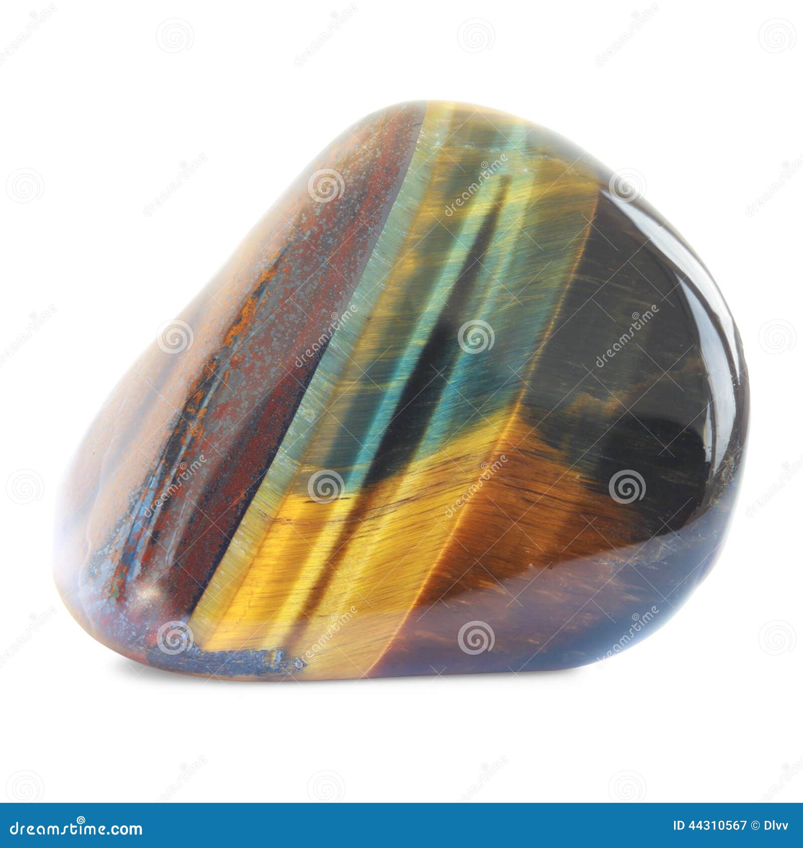 Multicolor Polished Tiger S Eye Gemstone Isolated On White Stock Image ...