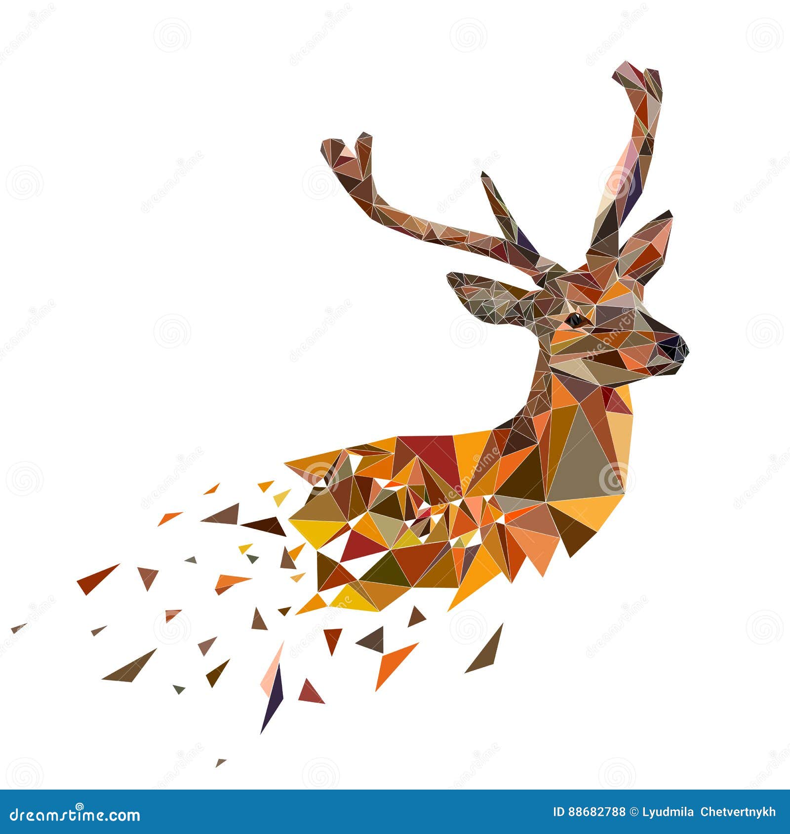 Multicolor polygonal deer stock vector. Illustration of style - 88682788