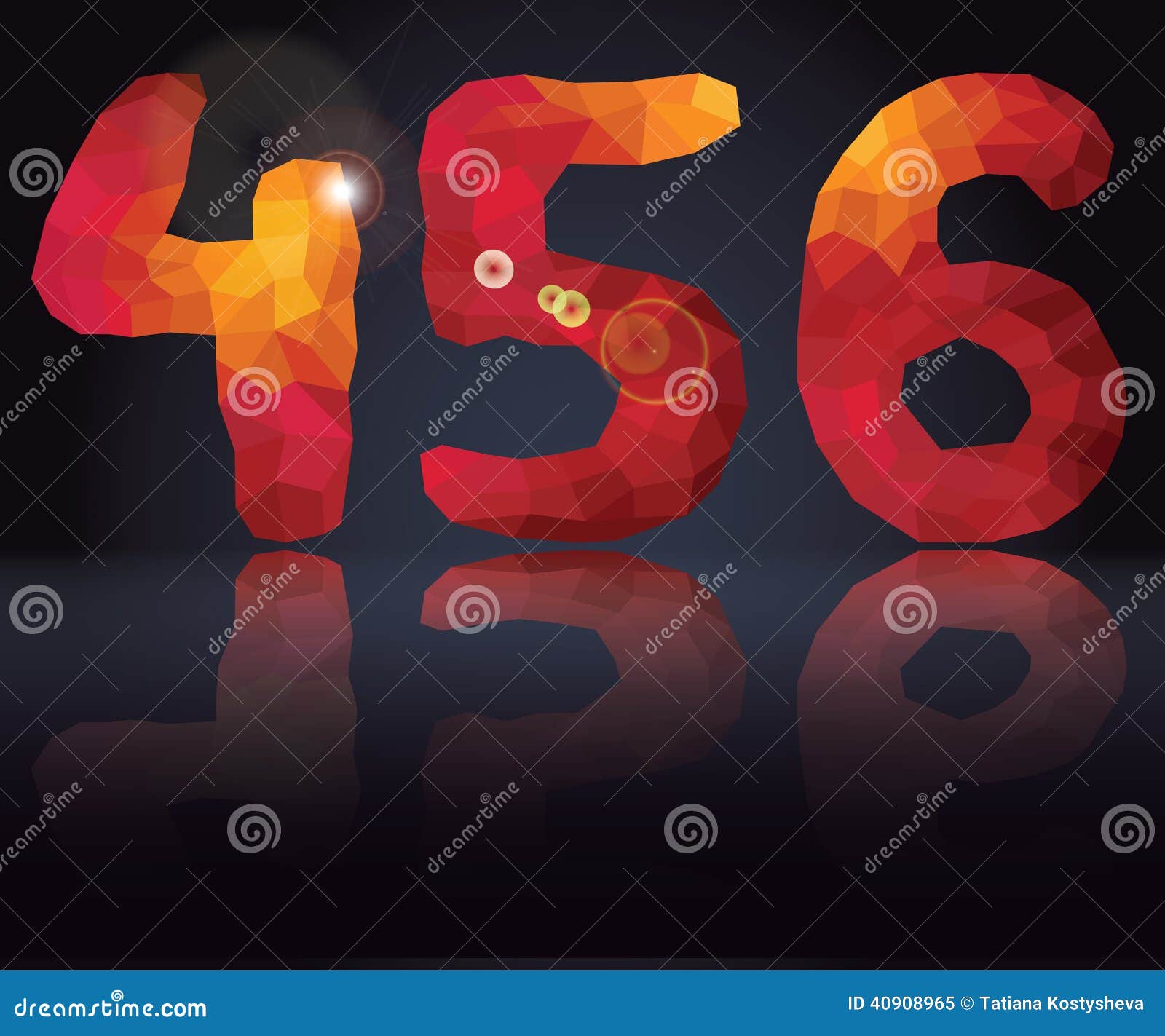 Multicolor Polygons Numbers 4,5,6 with Mirror Reflection Stock ...