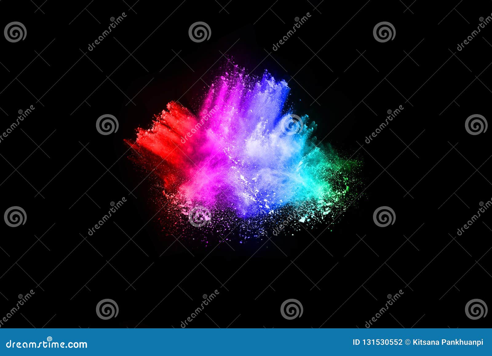 Multicolor Powder Explosion on Black Background. Stock Photo - Image of ...