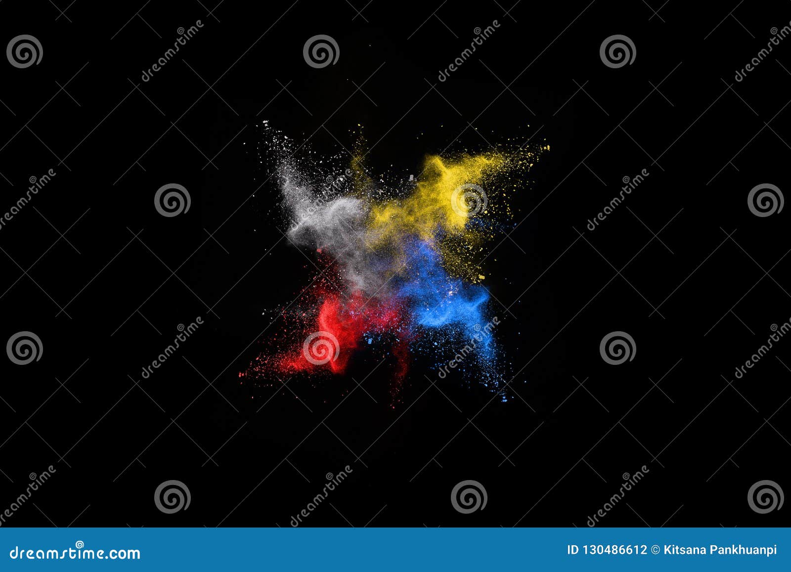 Multicolor Powder Explosion on Black Background. Stock Photo - Image of ...