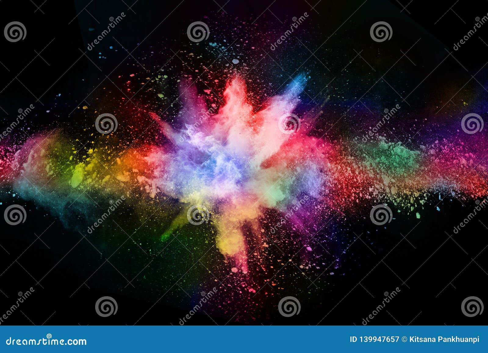 Multicolor Powder Explosion on Black Background. Stock Image - Image of ...