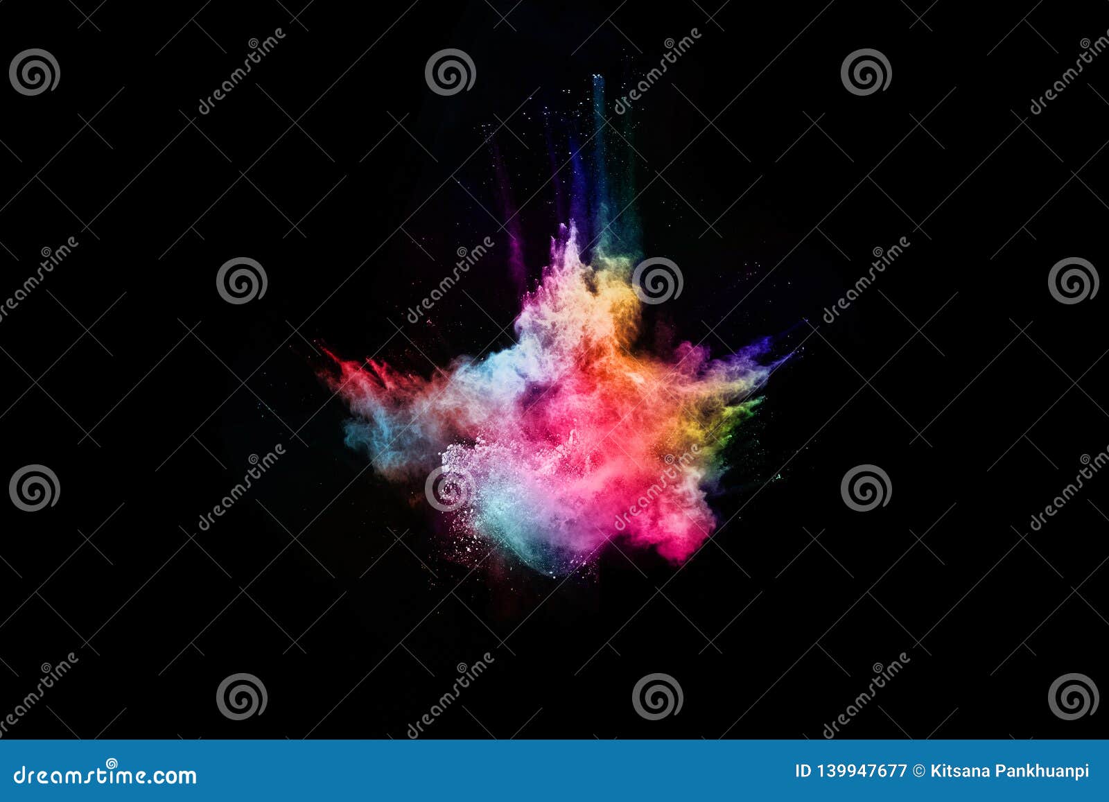 Multicolor Powder Explosion on Black Background. Stock Image - Image of ...