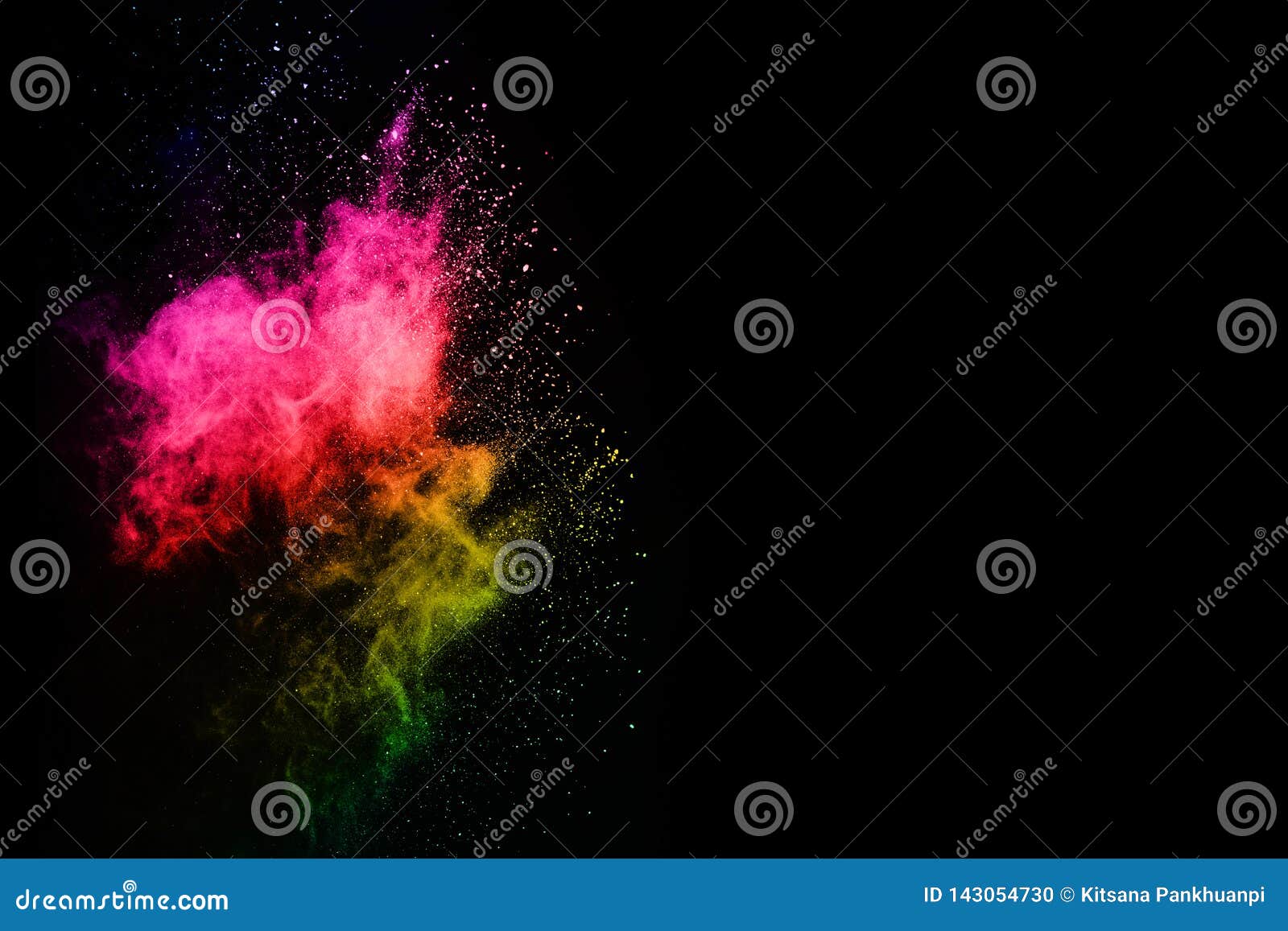 Multicolor Powder Explosion on Black Background. Stock Photo - Image of ...