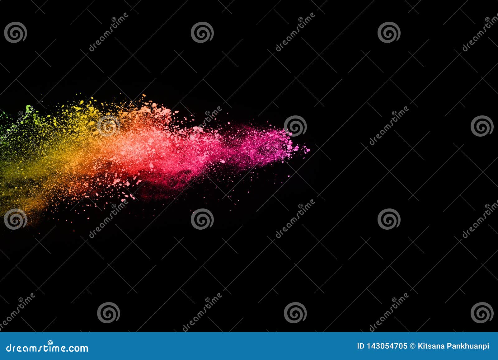 Multicolor Powder Explosion on Black Background. Stock Image - Image of ...