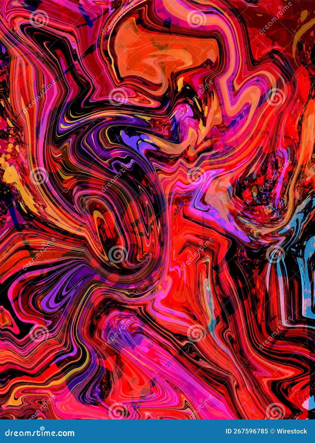 Multicolor Psychedelic Kiddish Paint Liquid Spread Abstract Vivid ...