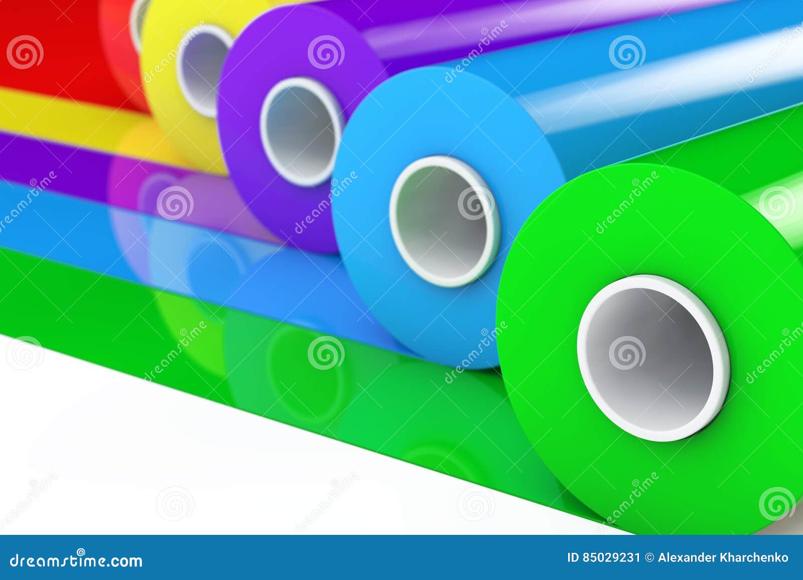 Multicolor PVC Polythene Plastic Tape Rolls, 3D Rendering Stock Image ...