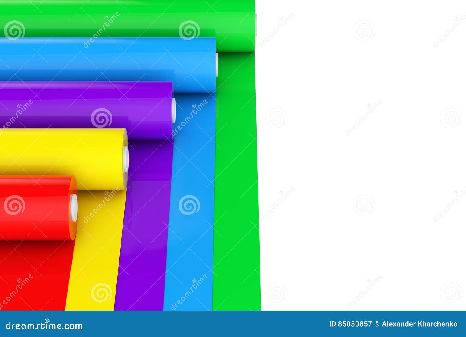 Multicolor PVC Polythene Plastic Tape Rolls or Foil. 3d Rendering Stock ...