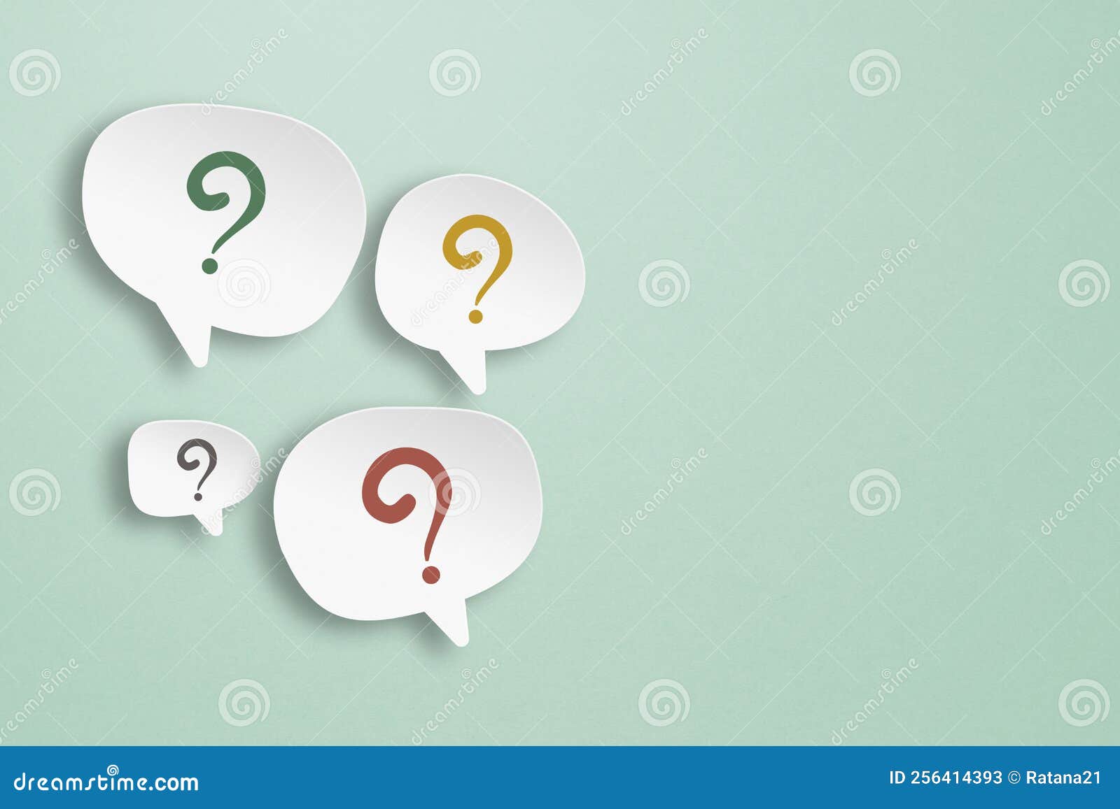 Multicolor Question Marks on Speech Bubbles Paper Cut with Grunge Green ...
