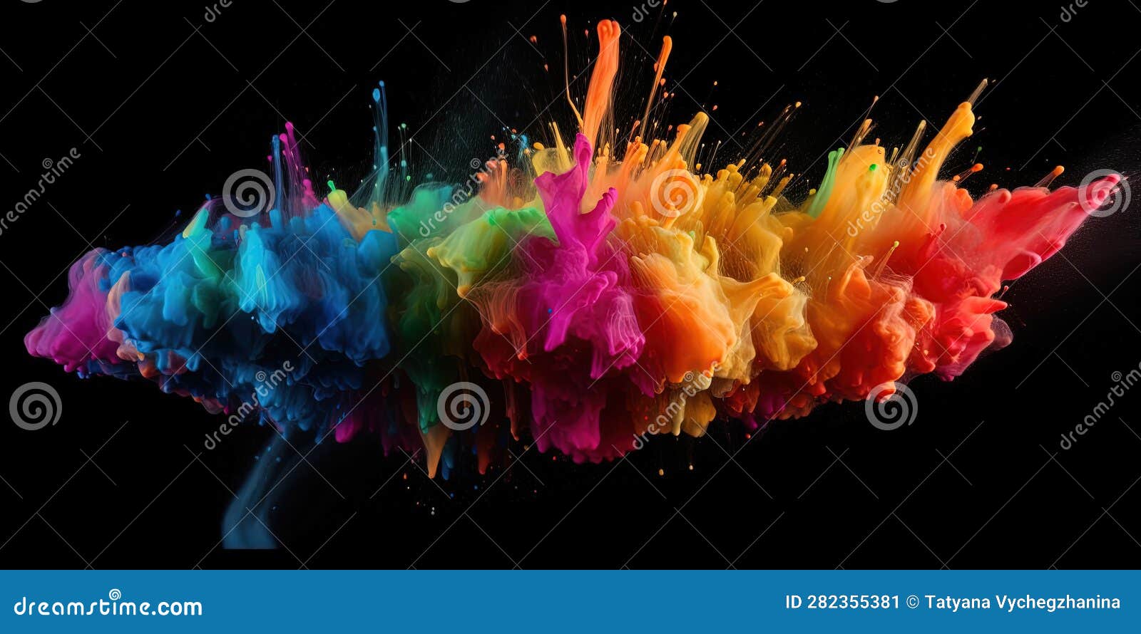 Multicolor Rainbow Paint Blew Up, Colorful Splashes and Drops Stock ...