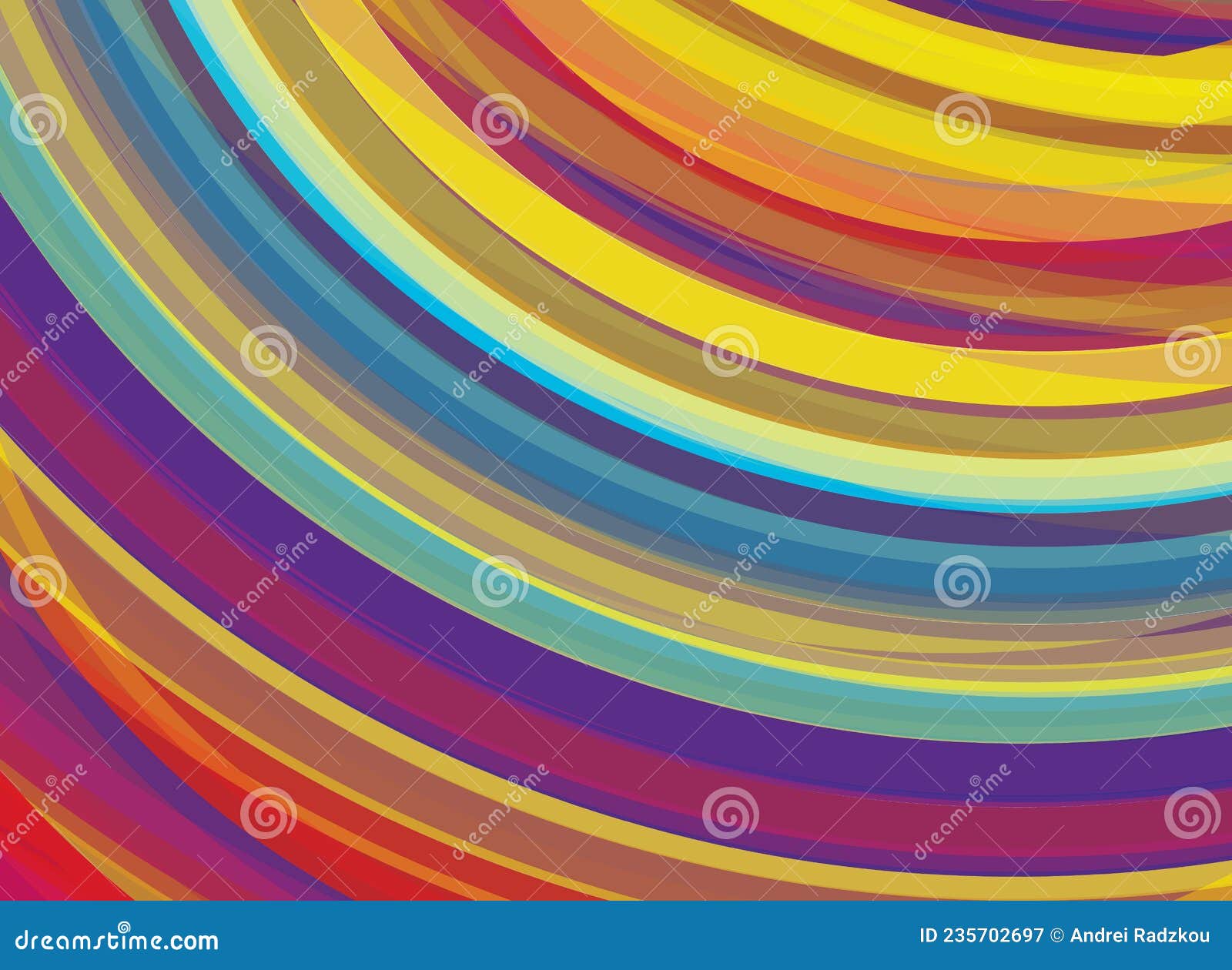 Multicolor Retro Background with Rounded Stripes. Artistic Vector ...