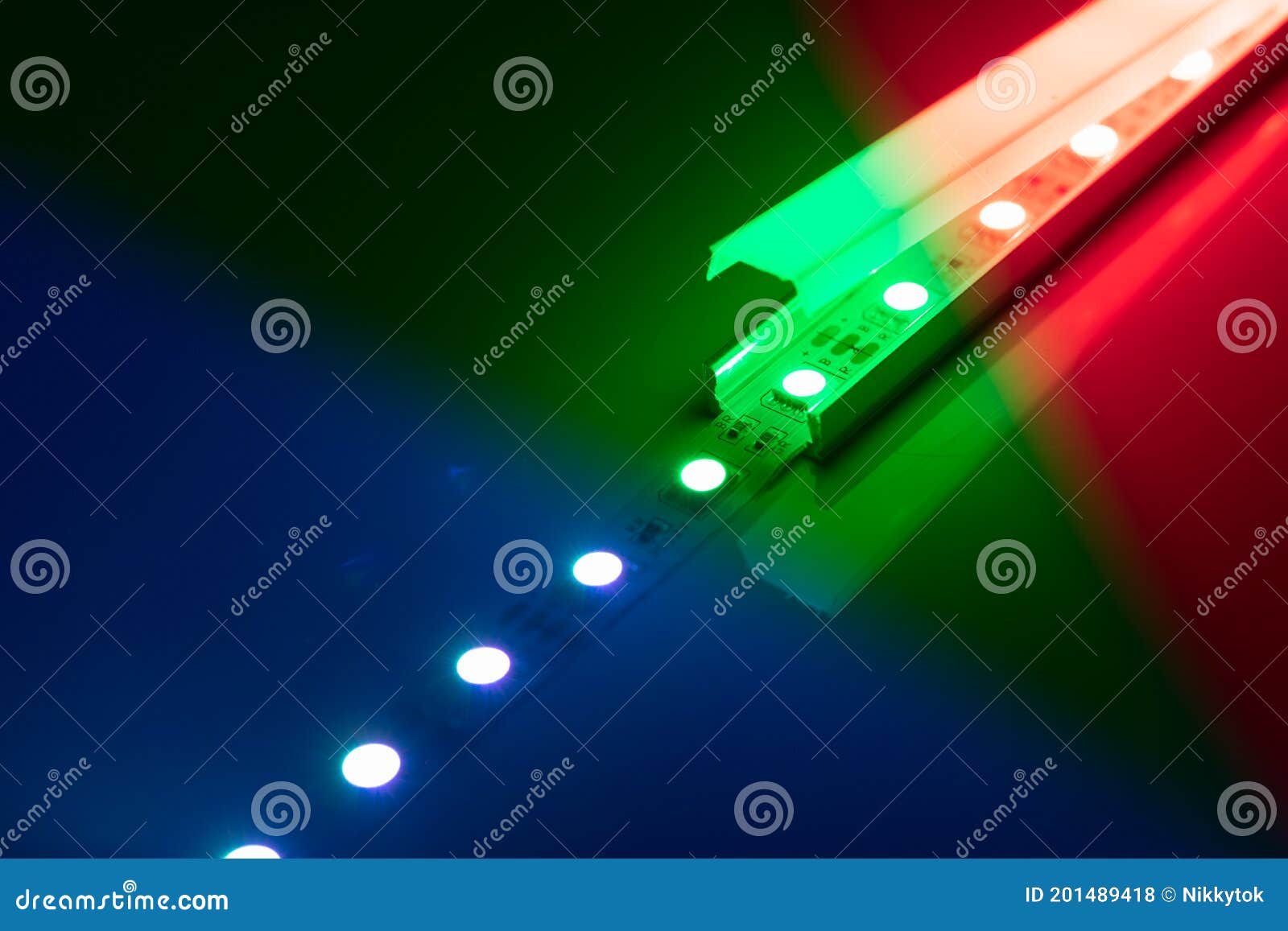 Multicolor Rgb Led Light Strip in Aluminum Channel Diffuser Stock Photo ...