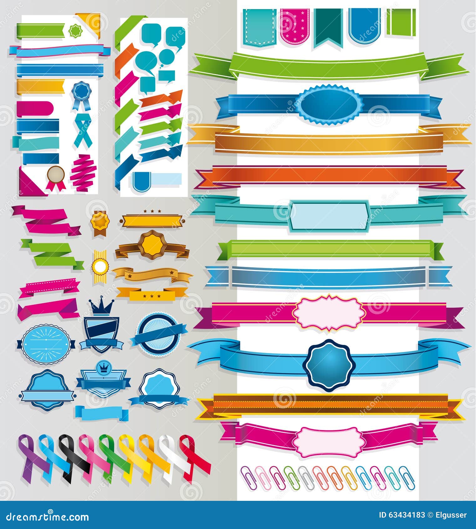Multicolor Ribbons and Signals Stock Vector - Illustration of clips ...