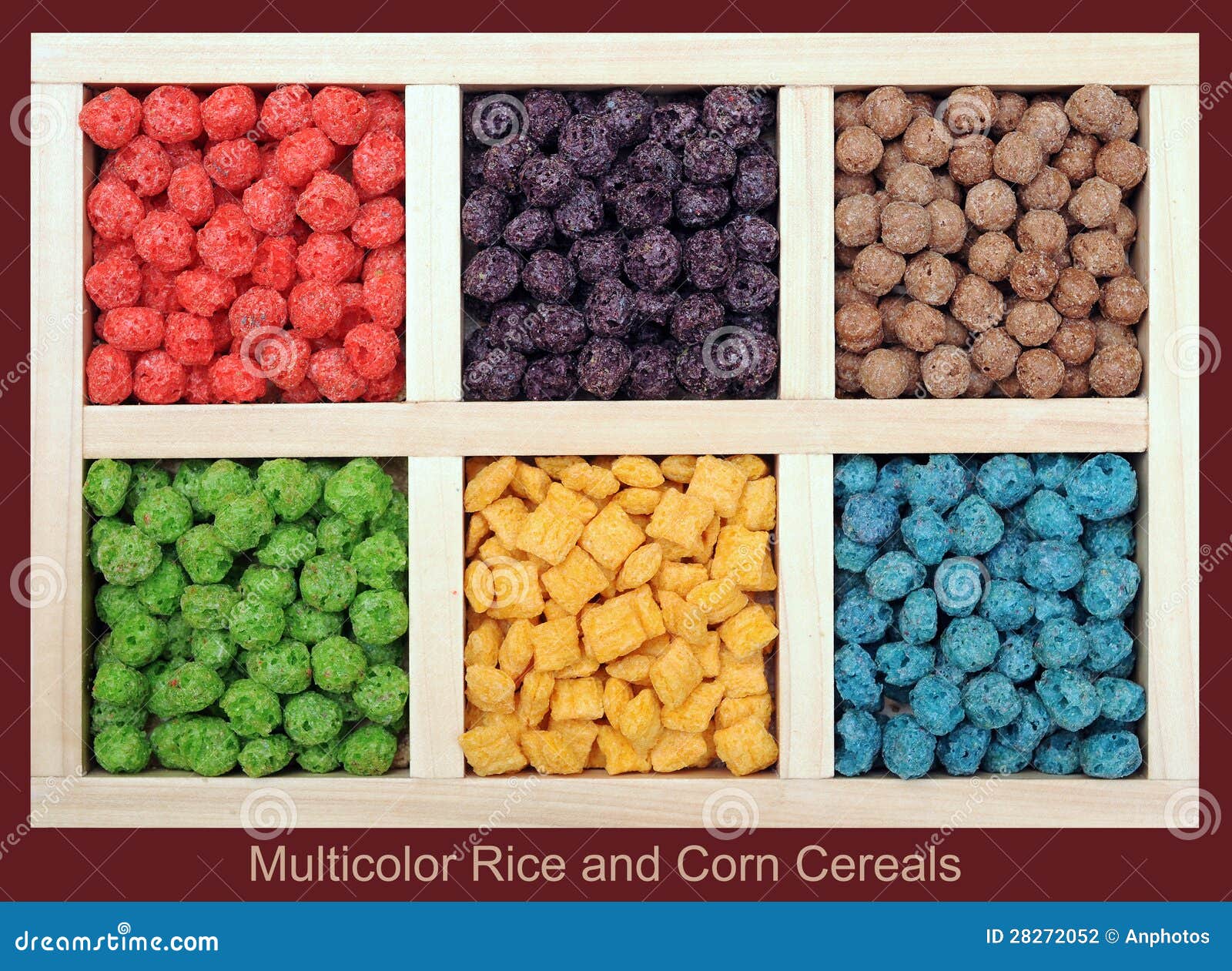 Multicolor Rice and Corn Cereals Stock Photo - Image of blue, sweet ...